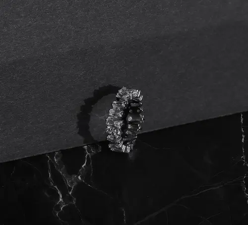 RACHELMENT Everly Ring With Round And Baguette Cubic Zirconia - Silver