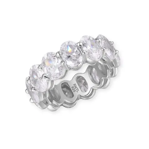 RACHELMENT Sterling Oval-cut Cubic Zirconia Eternity Ring - Silver