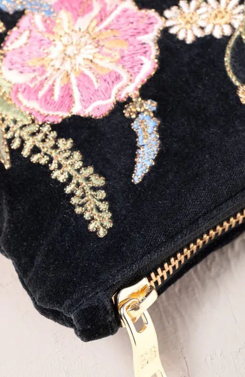 ELIZABETH SCARLETT Pressed Flowers Velvet Everyday Pouch