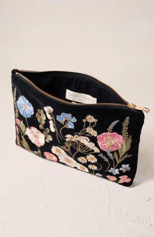 ELIZABETH SCARLETT Pressed Flowers Velvet Everyday Pouch
