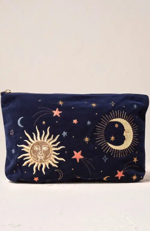 ELIZABETH SCARLETT Celestial Velvet Everyday Pouch - Navy