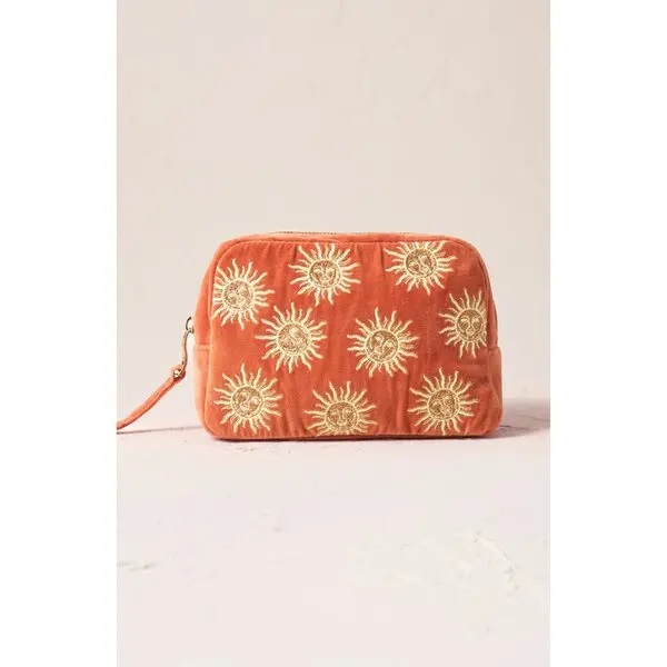 ELIZABETH SCARLETT Sun Goddess Velvet Makeup Bag - Rust