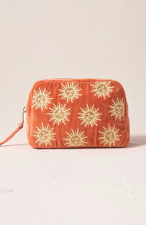 ELIZABETH SCARLETT Sun Goddess Velvet Makeup Bag - Rust