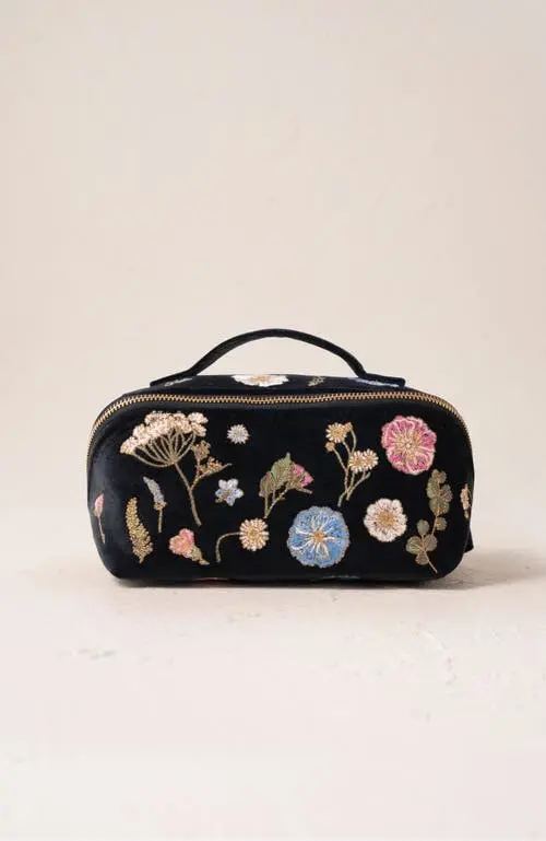 ELIZABETH SCARLETT Pressed Flowers Velvet Makeup Bag