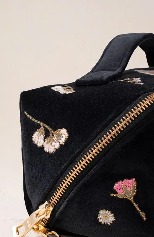 ELIZABETH SCARLETT Pressed Flowers Velvet Makeup Bag