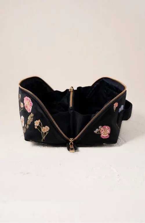 ELIZABETH SCARLETT Pressed Flowers Velvet Makeup Bag