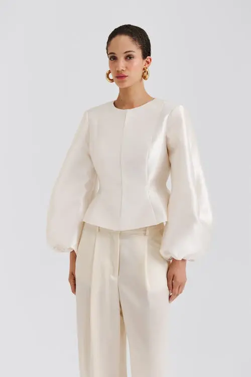 MALINA Vendela Balloon Sleeve Blouse - Ivory