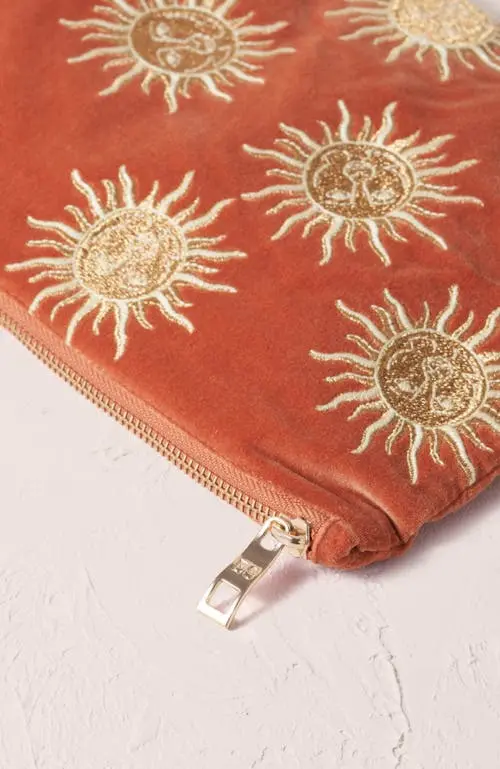 ELIZABETH SCARLETT Sun Goddess Velvet Everyday Pouch - Rust
