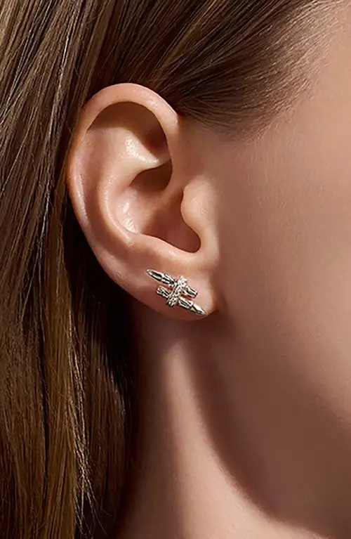 John Hardy Spear Stud Earrings With Pave Diamonds In Sterling - Silver