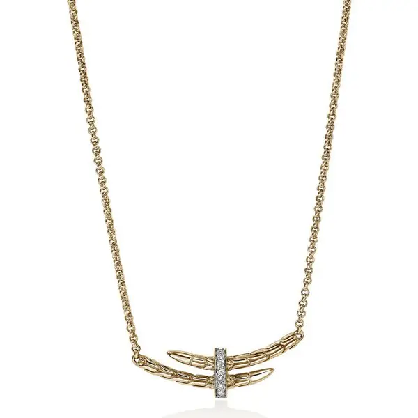 John Hardy Pavé Diamond Spear Station Necklace - Gold