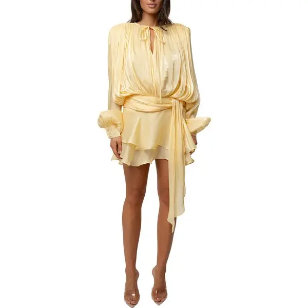 JLUXLABEL Long Sleeve Mini Dress - Yellow