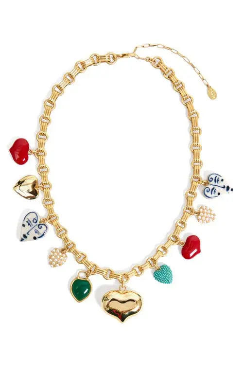 Clare V. Le Heartbreaker Charm Necklace - Gold Multi