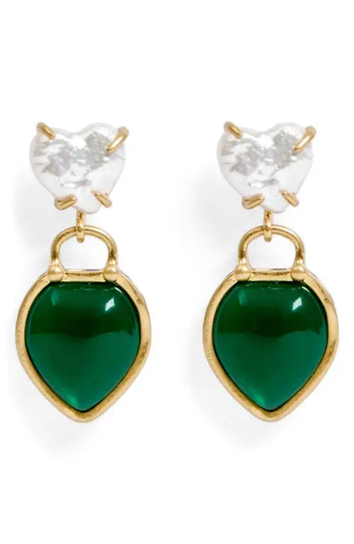 Clare V. Heartbreaker Drop Earrings - Green Multi