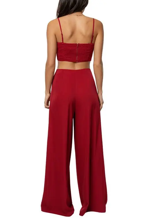 JLUXLABEL Serenade Crop Top And Wide Leg Pants - Red