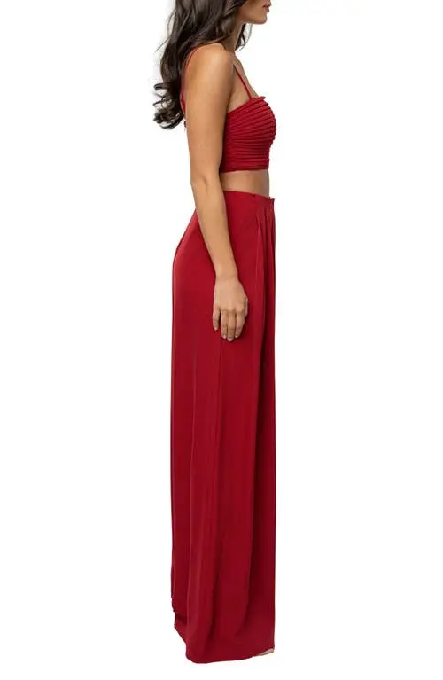 JLUXLABEL Serenade Crop Top And Wide Leg Pants - Red
