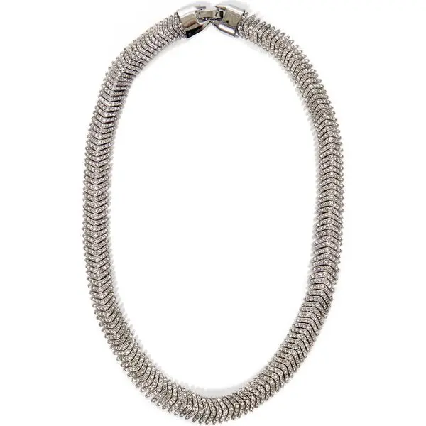 Clare V. Herringbone Pavé Collar Necklace - Clear