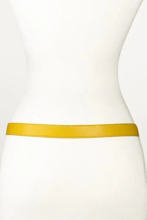 RAINA BELTS Pineapple Buckle Leather Belt - Yellow