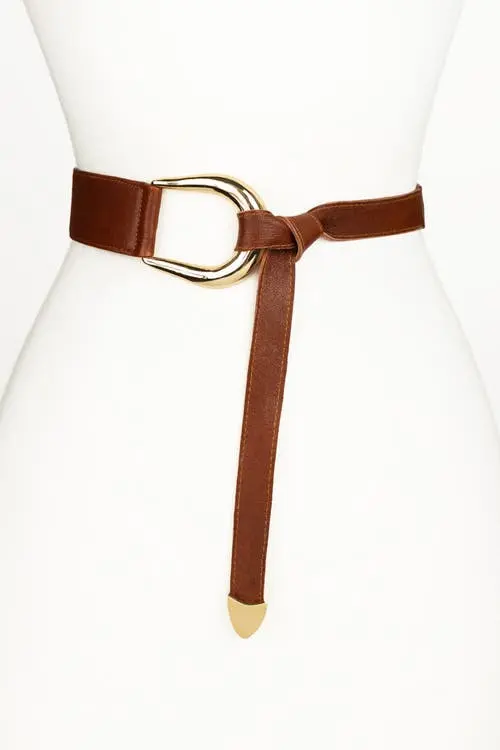 RAINA BELTS Sheila Knot Leather Belt - Cognac