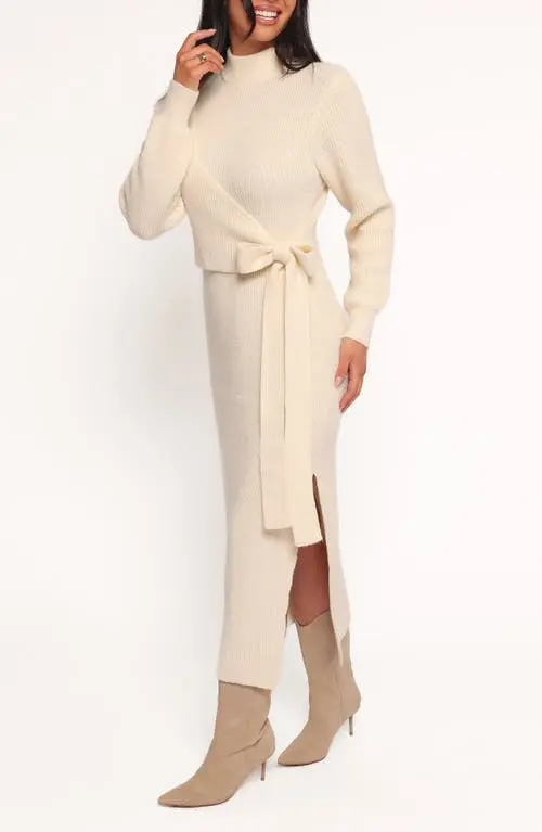 PETAL & PUP Aerin Long Sleeve Knit Dress - Cream
