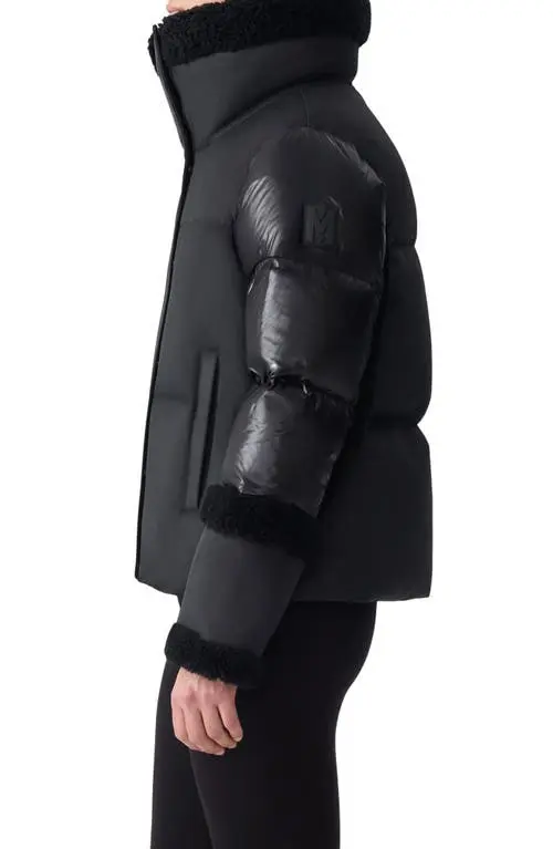 Mackage Lydana Down Jacket With Shearling Trim And Removable Bib - Black