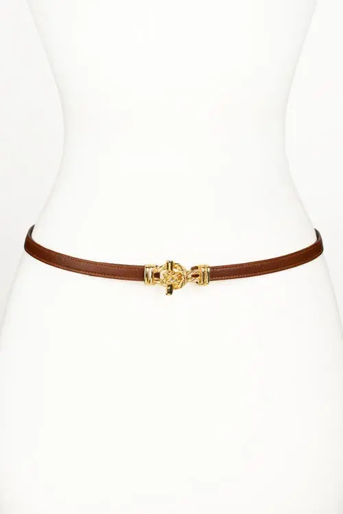 RAINA BELTS Fitzgerald Leather Belt With Rope Buckle - Cognac
