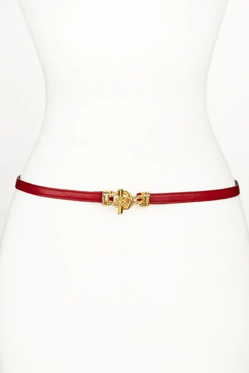 RAINA BELTS Fitzgerald Leather Belt With Rope Buckle - Red