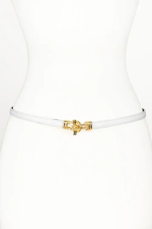 RAINA BELTS Fitzgerald Leather Belt With Rope Buckle - White