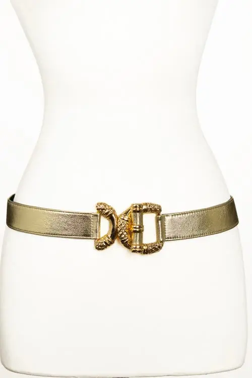 RAINA BELTS Viper D-link Buckle Leather Belt - Gold