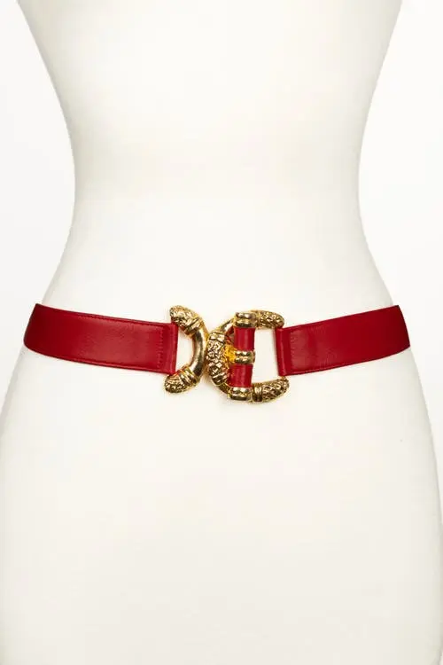 RAINA BELTS Viper D-link Buckle Leather Belt - Red