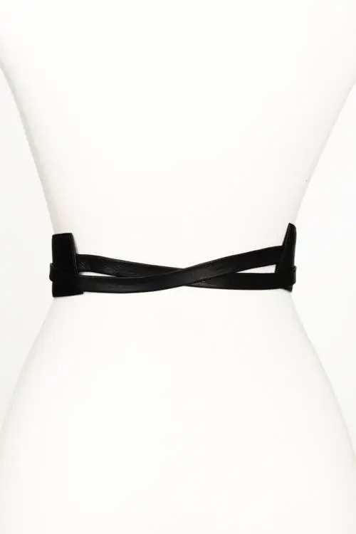 RAINA BELTS Wrap Leather Belt - Black