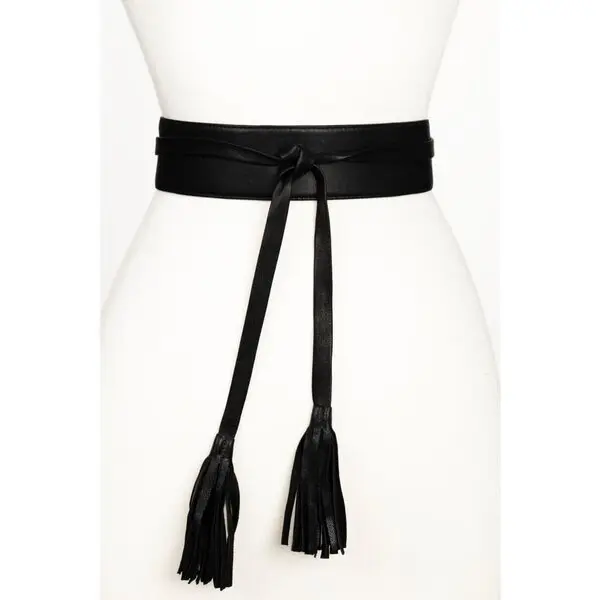 RAINA BELTS Wrap Leather Belt - Black