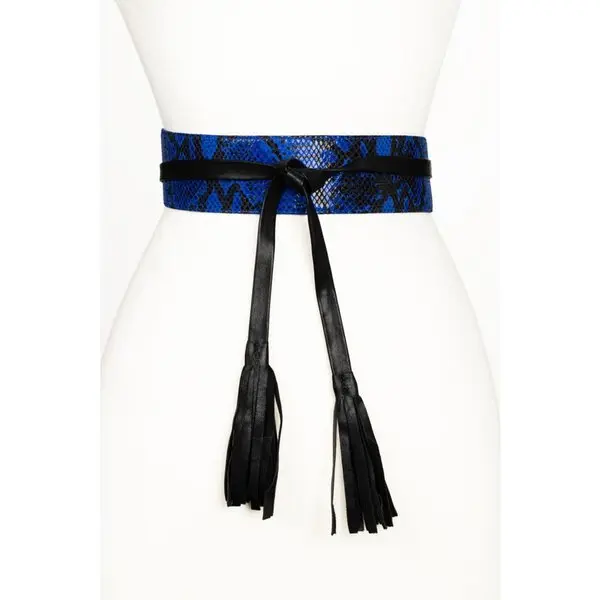 RAINA BELTS Wrap Leather Belt - Blue