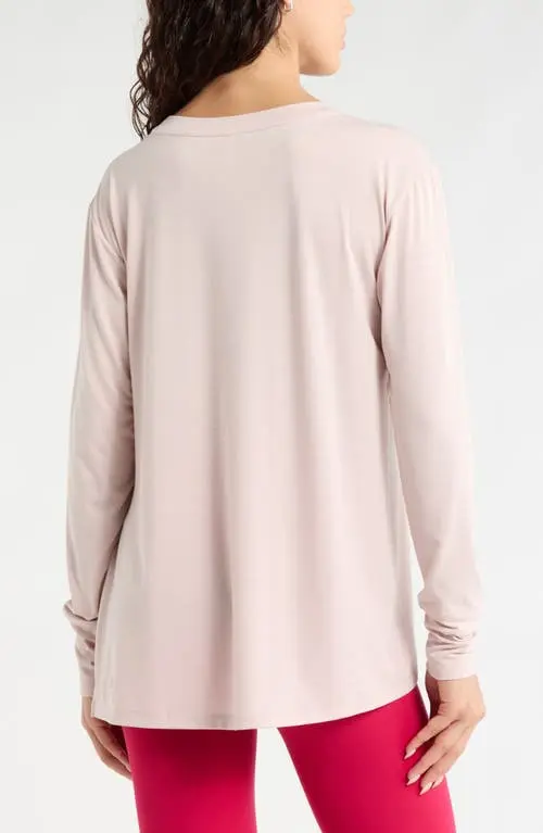 Zella Long Sleeve Split Hem T-shirt - Pink Hush