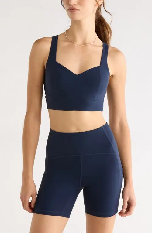 Zella Studio Luxe Sweetheart Sports Bra - Navy Sapphire