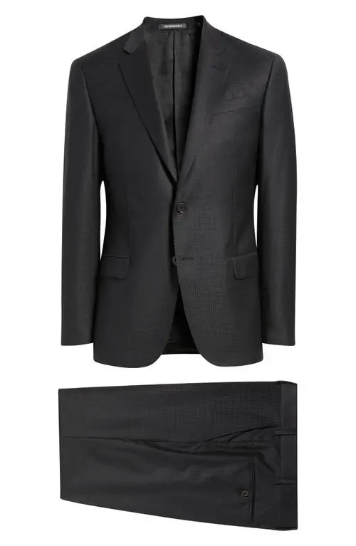 Emporio Armani Black Microcheck Wool Suit