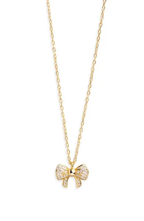 Argento Vivo Pavé Bow Pendant Necklace - Gold
