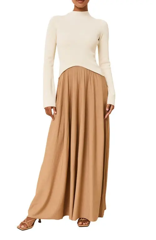 Solid & Striped Soglio Long Sleeve Maxi Sweater Dress - Camel