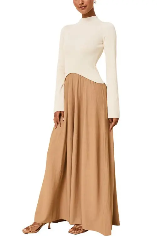 Solid & Striped Soglio Long Sleeve Maxi Sweater Dress - Camel
