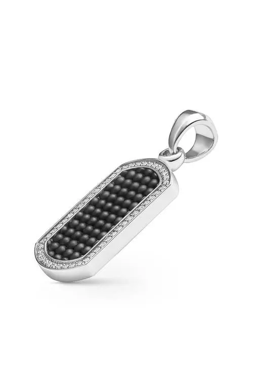 Lagos Anthem Diamond Ceramic Id Tag Pendant - Black