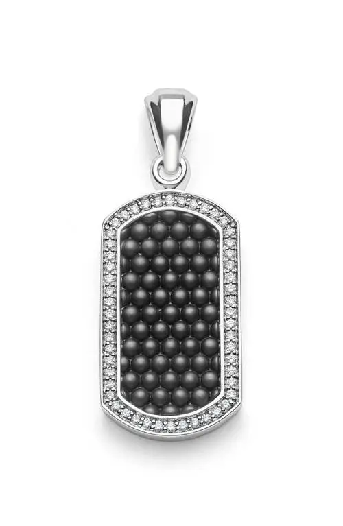 Lagos Anthem Diamond Ceramic Id Tag Pendant - Black