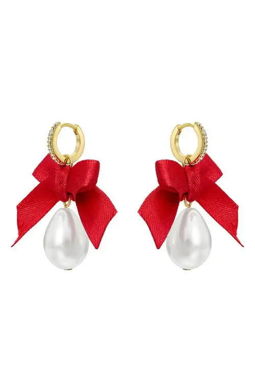 Ted Baker London Riyya Ribbon Bow Faux Pearl Drop Earrings
