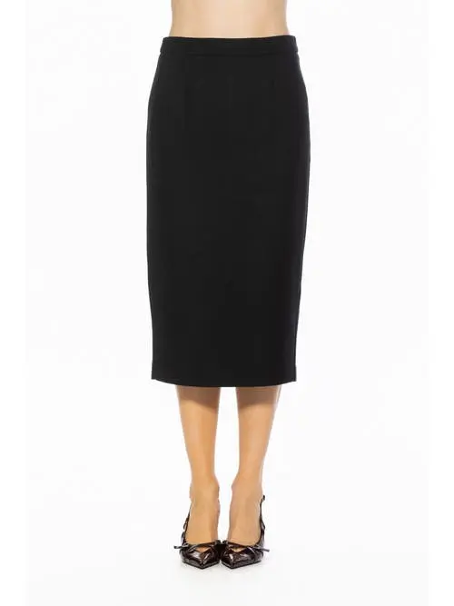ALEXIA ADMOR Midi Pencil Skirt With Waistband - Black