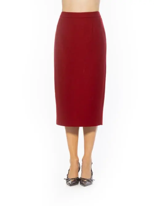 ALEXIA ADMOR Midi Pencil Skirt With Waistband - Red
