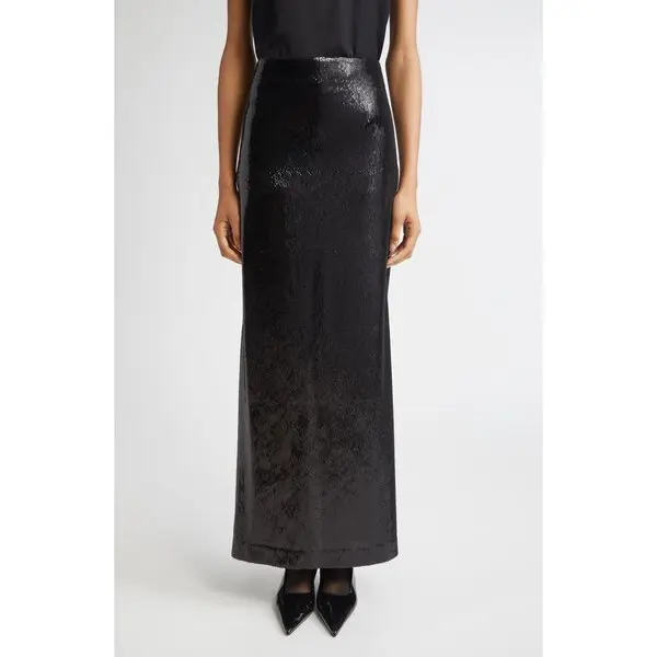 TOTEME Sequin Column Maxi Skirt - Black