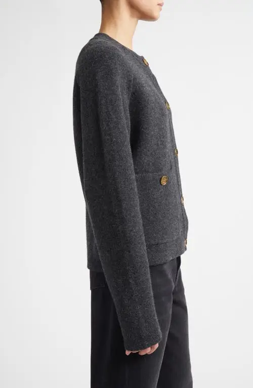 TOTEME Hammered Button Cashmere And Wool Cardigan - Charcoal