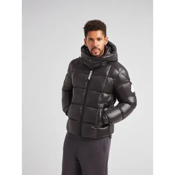 JACK1T Boxed Hooded Racer Puffer Jacket - Black/black