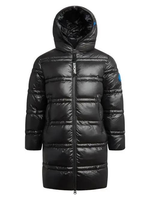 JACK1T R4d Tramline Hooded Long Puffer Coat