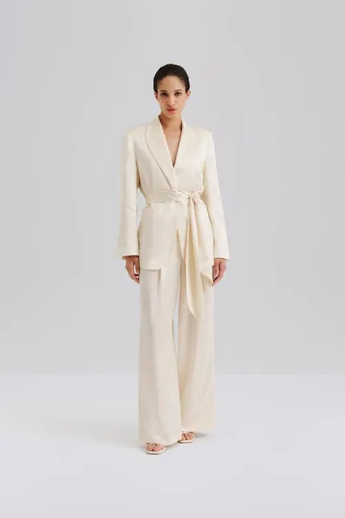 MALINA Liv Satin Wrap Blazer