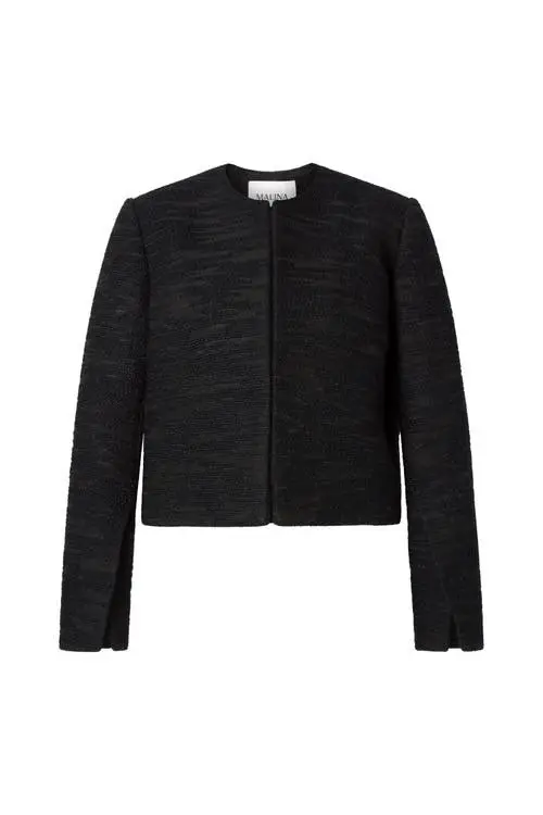 MALINA Ruthie Cropped Boucle Blazer - Black