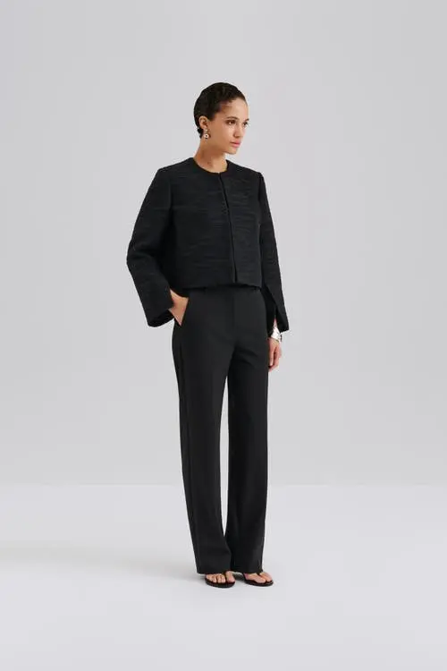 MALINA Ruthie Cropped Boucle Blazer - Black
